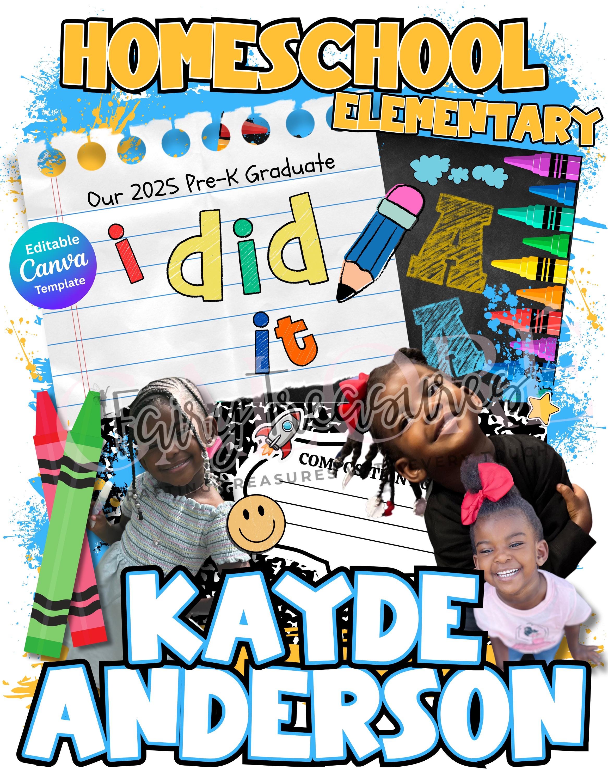 Editable Canva Grade School Graduate Template - Etsy