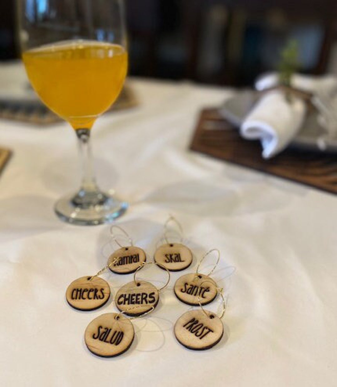 Wood Drink Glass Markers, Drink Glass Identifiers, Cocktail Lover Gift ...