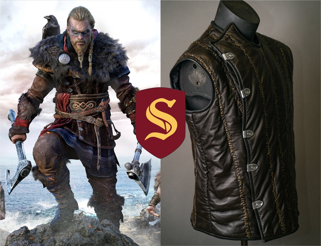 Valhalla Leather Vest (assassin), Cosplay Dark Brown Leather Vest for ...