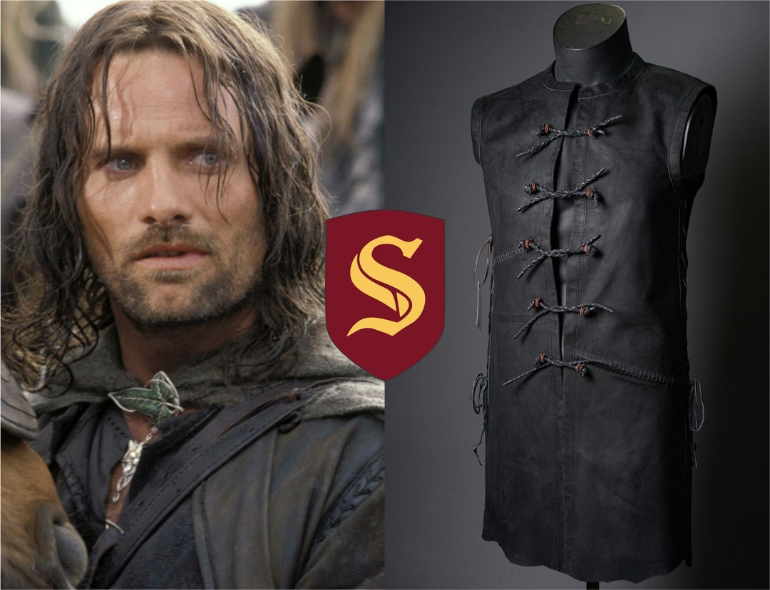 Aragorn Strider Vest (lord of the Rings), Cosplay Black Leather Vest ...