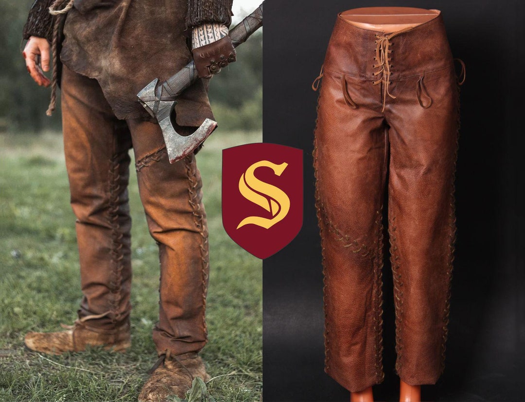 Viking Leather Pants, Brown Leather Trousers for LARP and Medieval ...