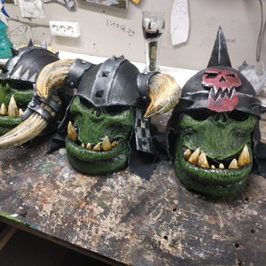 Warhammer Stormboyz Ork Mask With Horns Movable Jaw Fantasy Cosplay ...