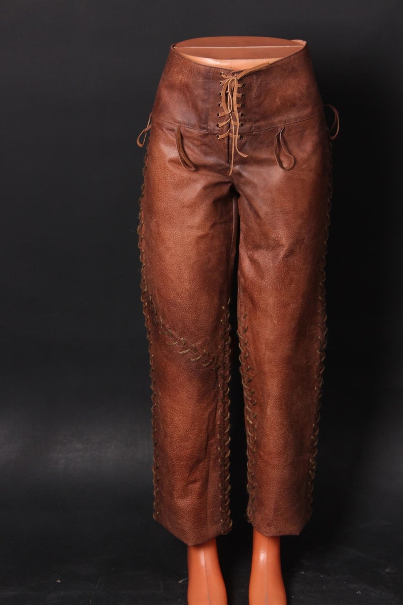 Viking Leather Pants Brown Leather Trousers for LARP and - Etsy