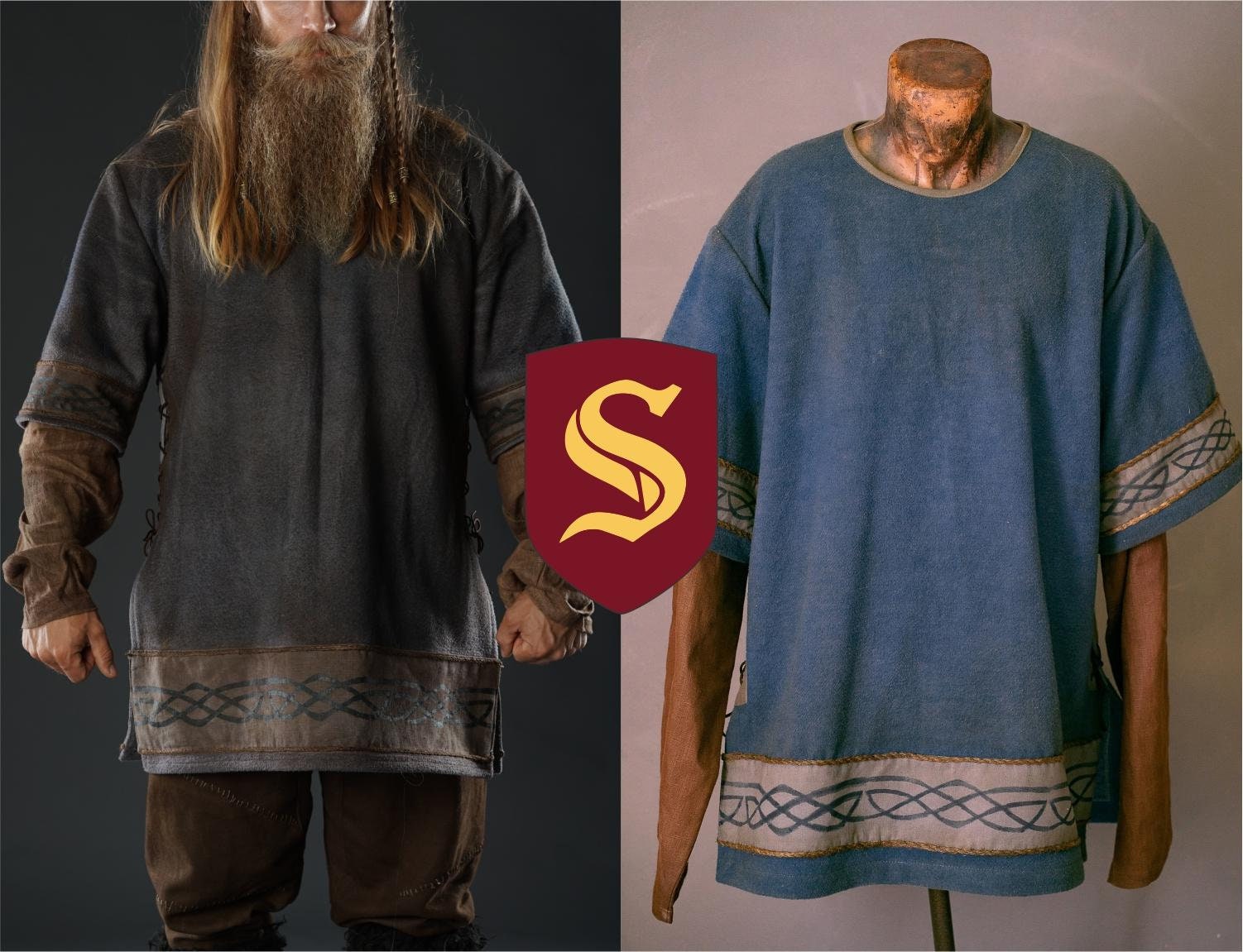 Viking Blue Tunic Cosplay Blue Wool Tunic for LARP and - Etsy