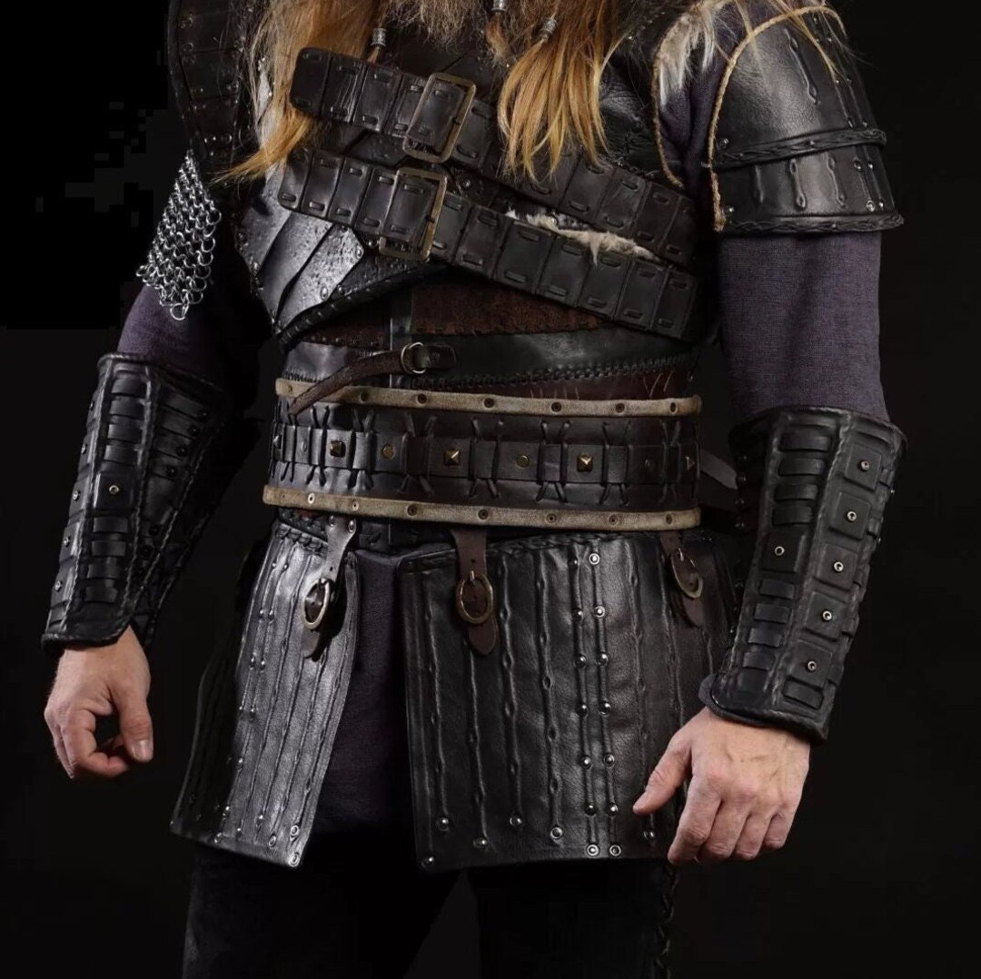 Viking Belt ivar, Medieval Leather Wide Black Belt for LARP, Medieval ...