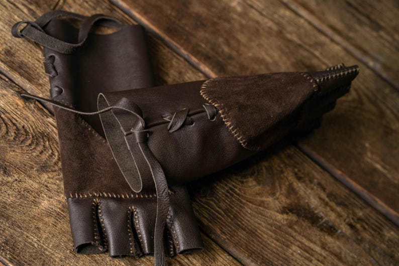 Medieval Fingerless Gloves; Handmade Gauntlets Cosplay Long Arm Cuff ...