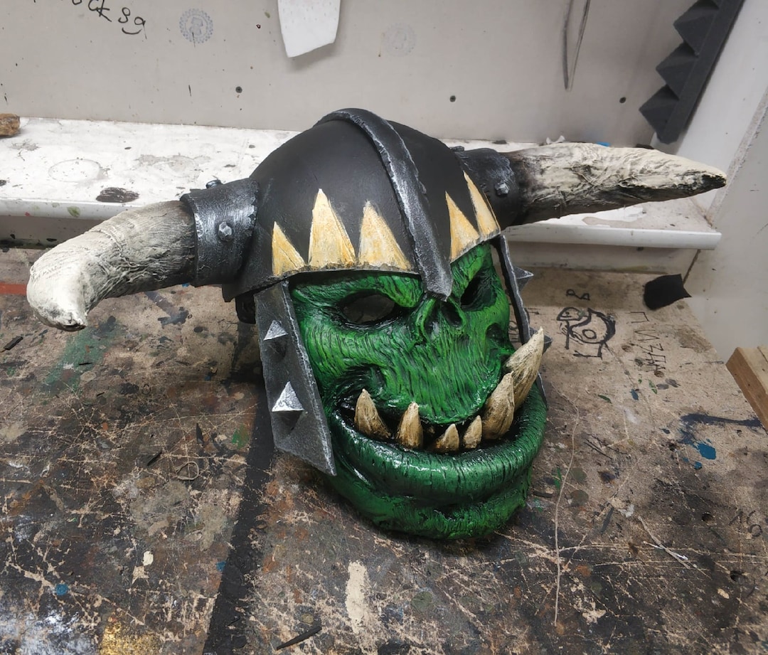 Warhammer Stormboyz Ork Mask Movable Jaw Fantasy Cosplay Costume Ork ...