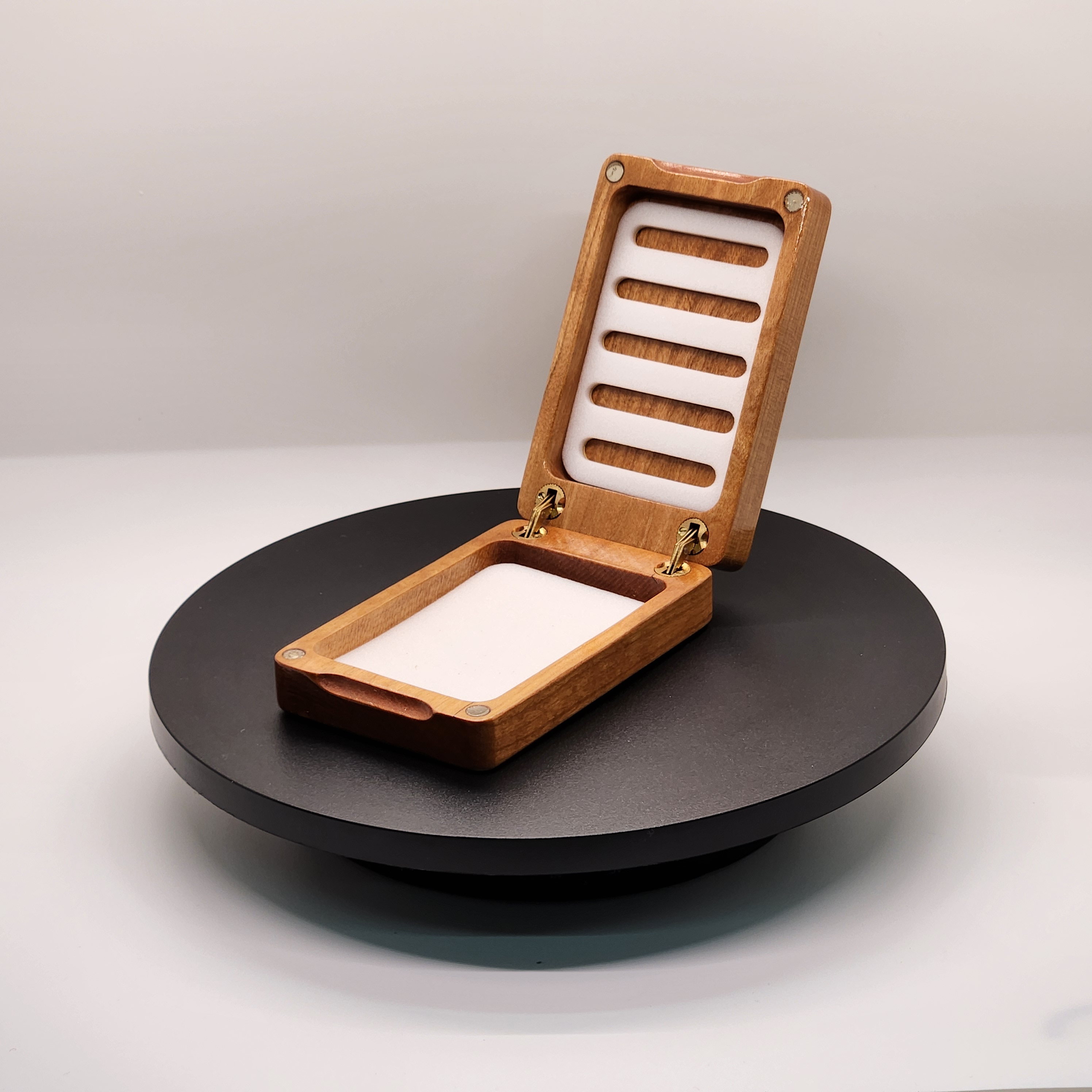 Compact Handmade Cherry Wood Fly Box With Foam Inserts and Magnetic ...