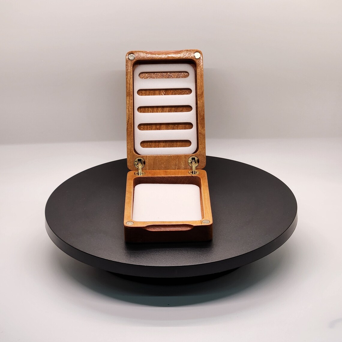 Compact Handmade Cherry Wood Fly Box With Foam Inserts and Magnetic ...