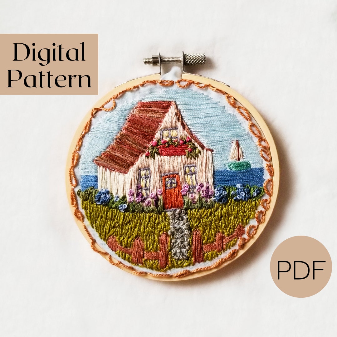 Cottage Embroidery Pattern - Digital Download - Beginner Friendly - Etsy