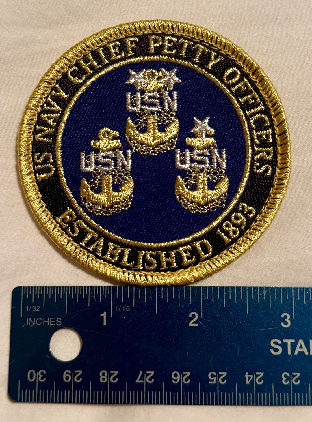 3" Navy Chief Petty Officer Morale Patch in Vibrant Blue/gold/gray ...
