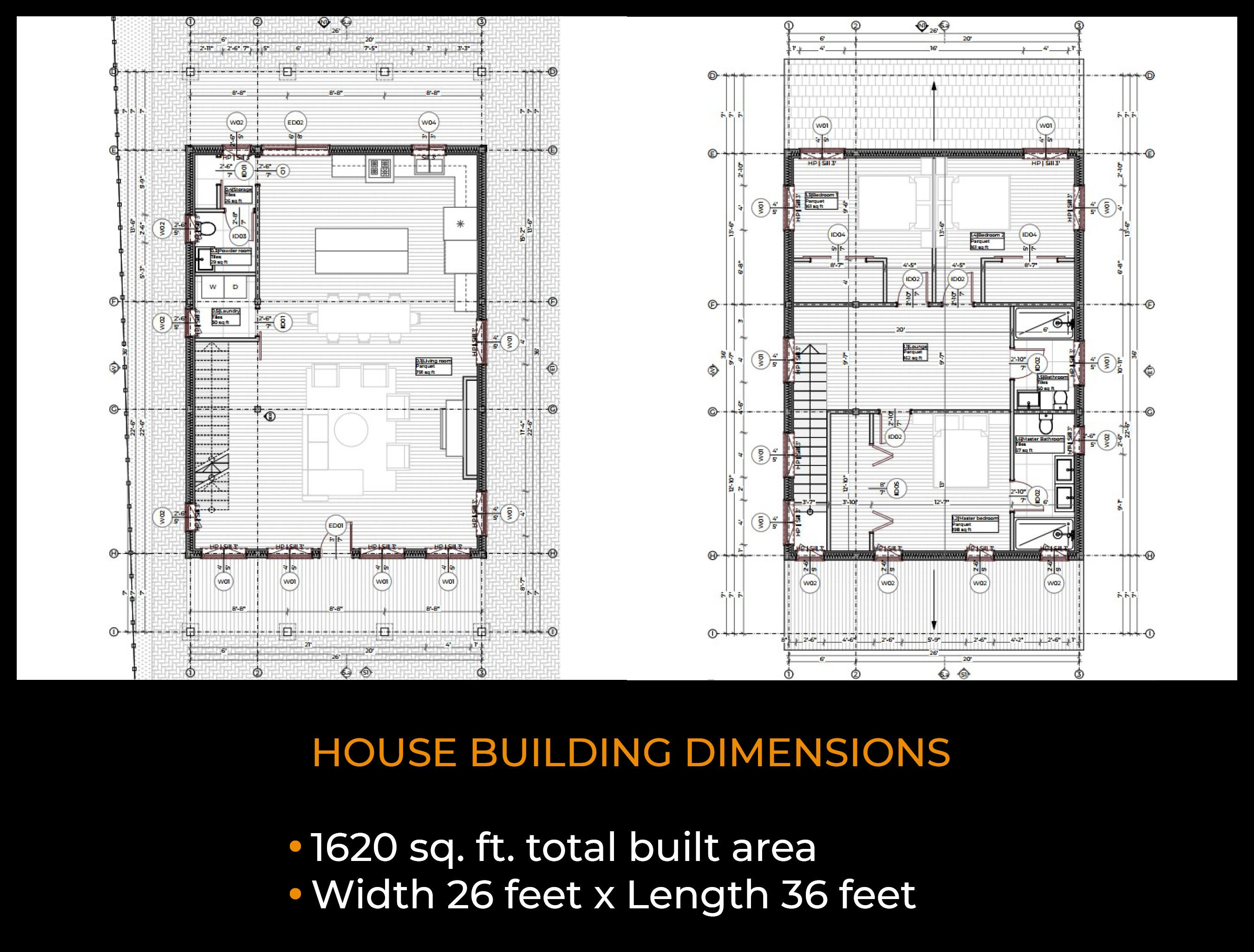 3 Bedroom House Plan 26' X 36' 1620 Sq.ft. 2 Story House Plans DWG File ...