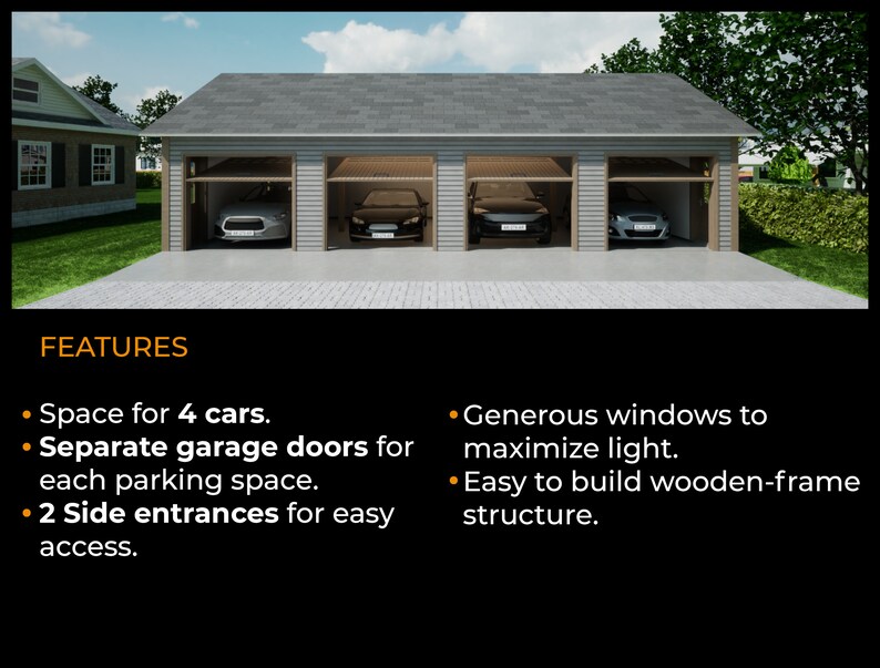 Garage Plans 41' X20' Sq.ft. | 4 Car Garage Plans | Materials List,3d ...