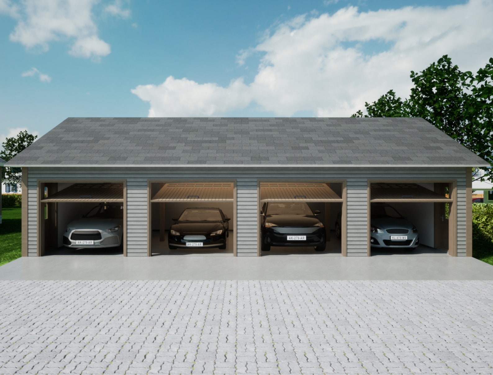 Garage Plans 41' X20' Sq.ft. | 4 Car Garage Plans | Materials List,3d ...