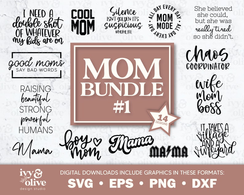 Mom Life Svg Bundle 1 Digital File Download SVG EPS Png | Etsy