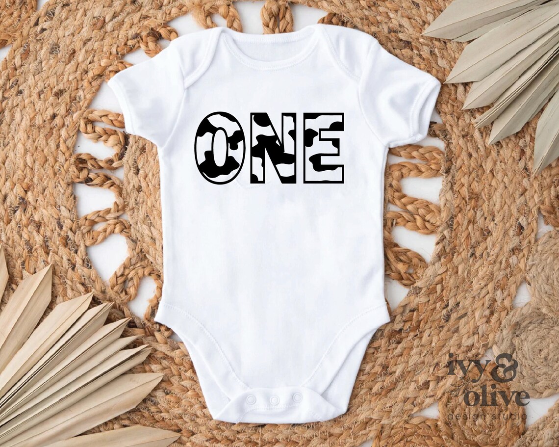 One Cow Print First Birthday 119 Digital File Download - Etsy