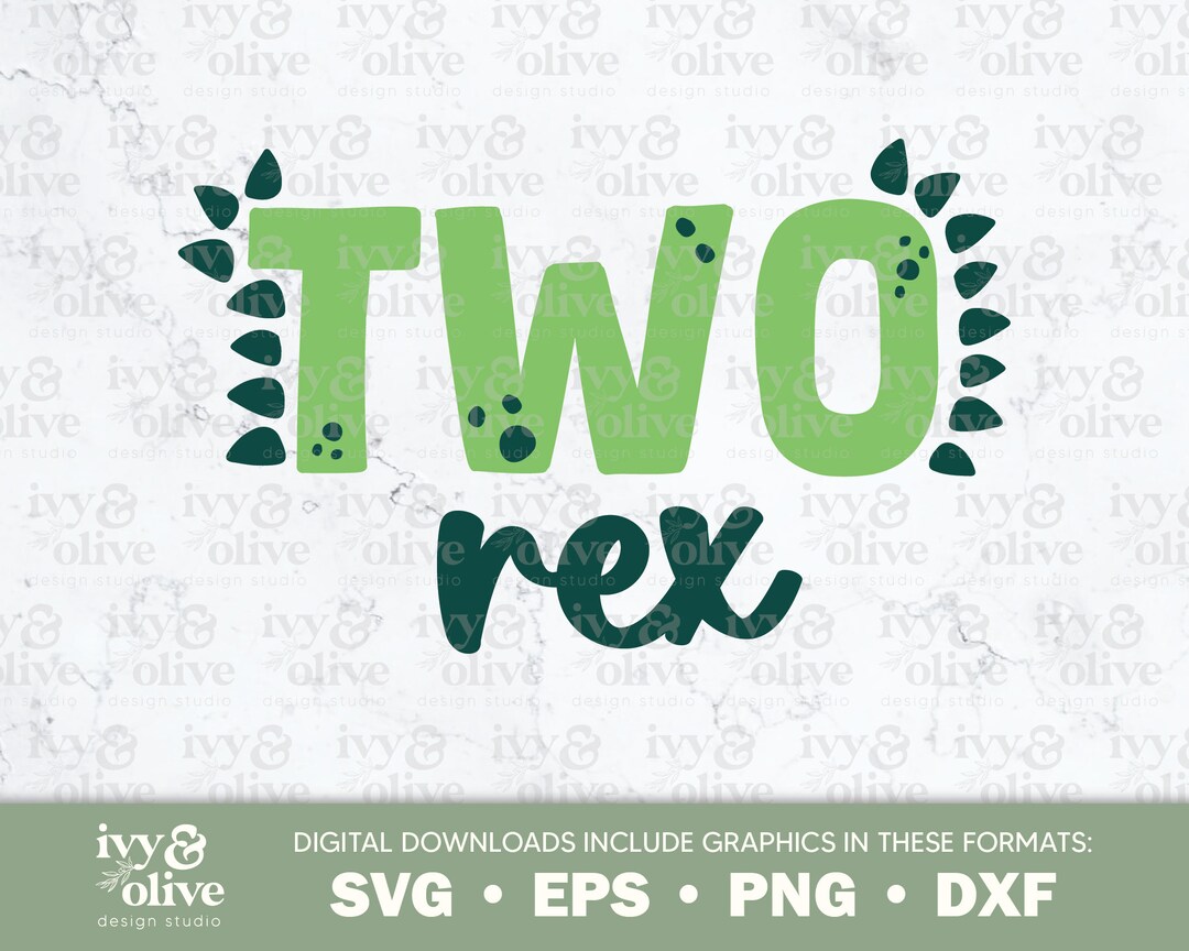 Two Rex Dinosaur Green Cursive 2 | 354 | Digital File Download | SVG ...