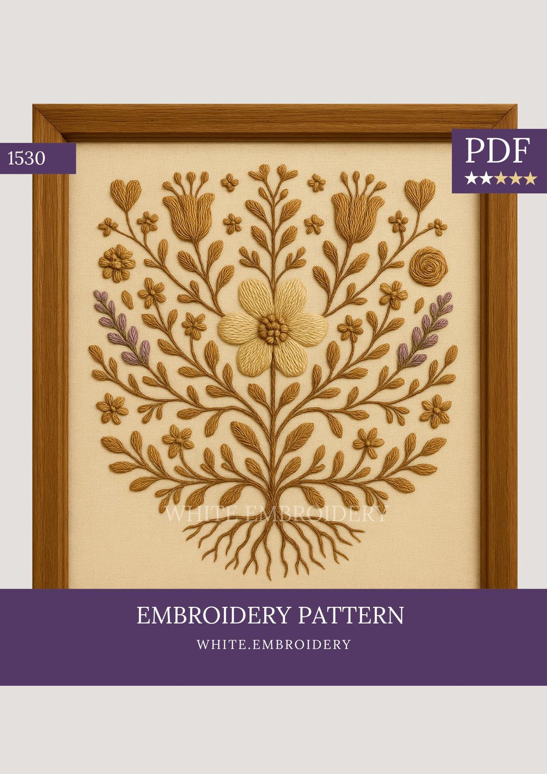 Flower Tree Hand Embroidery Pattern, Autumn Embroidery Designs (PDF ...