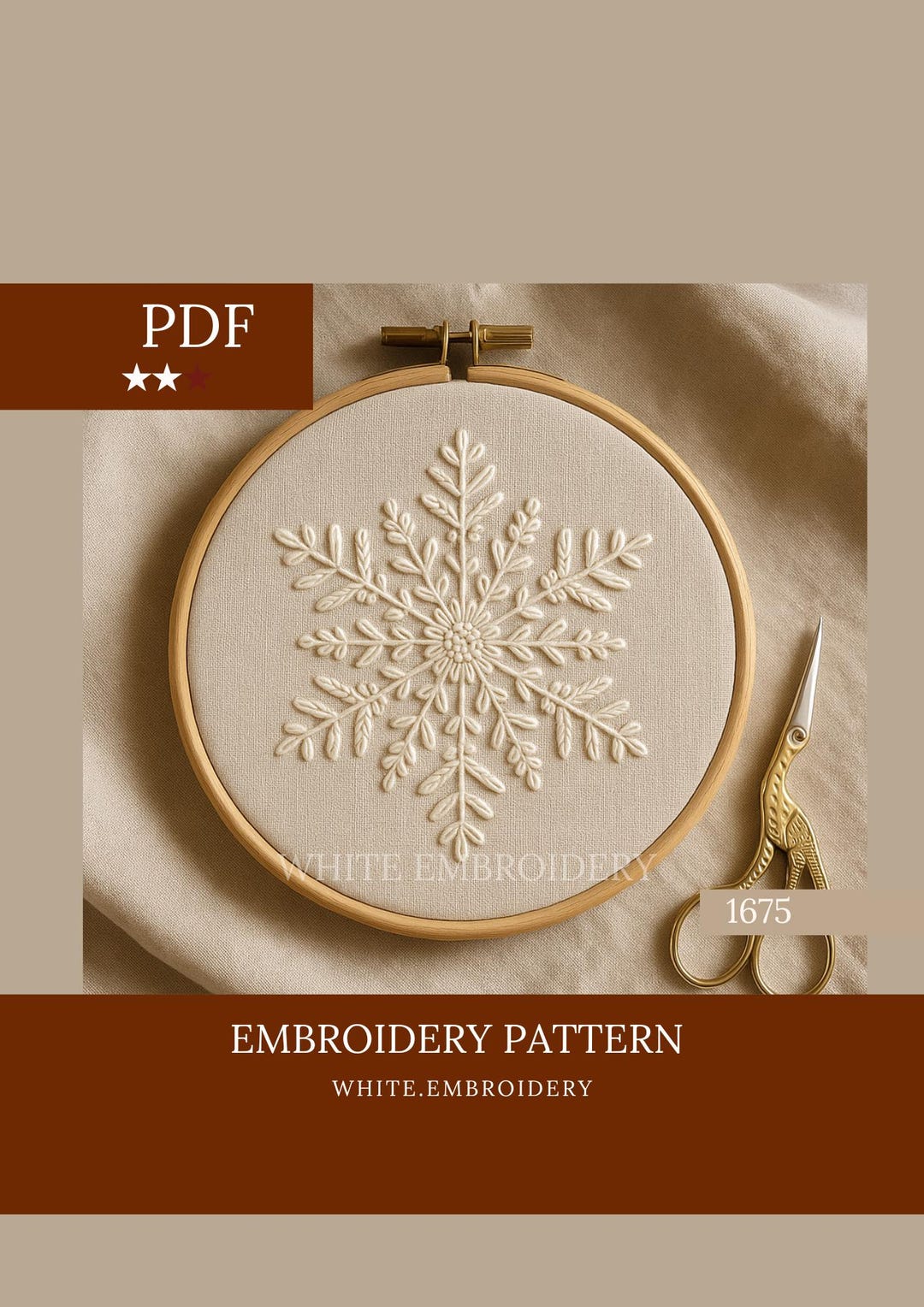 Christmas Embroidery Design Snowflake PDF, Winter Hand Embroidery ...