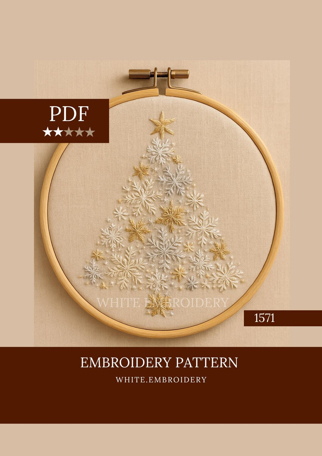 Snowflake Christmas Tree Embroidery Designs, Hand Embroidery PDF ...