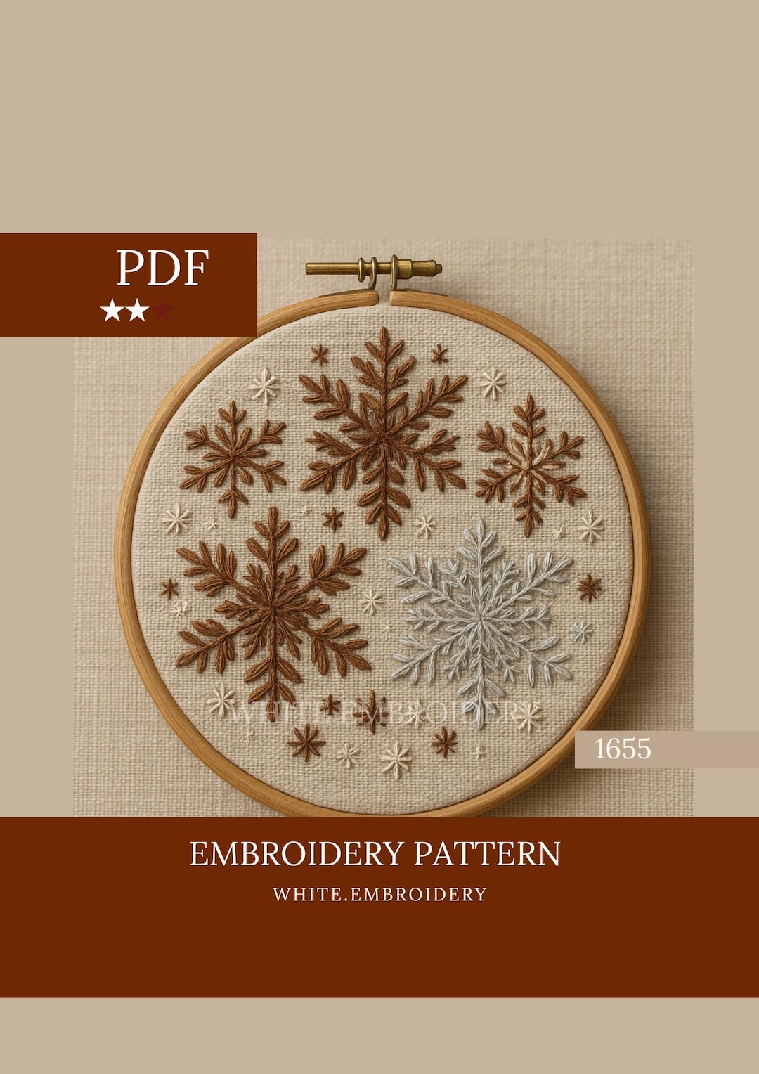 Snowflakes Hand Embroidery Designs, Winter Christmas Snowflake ...