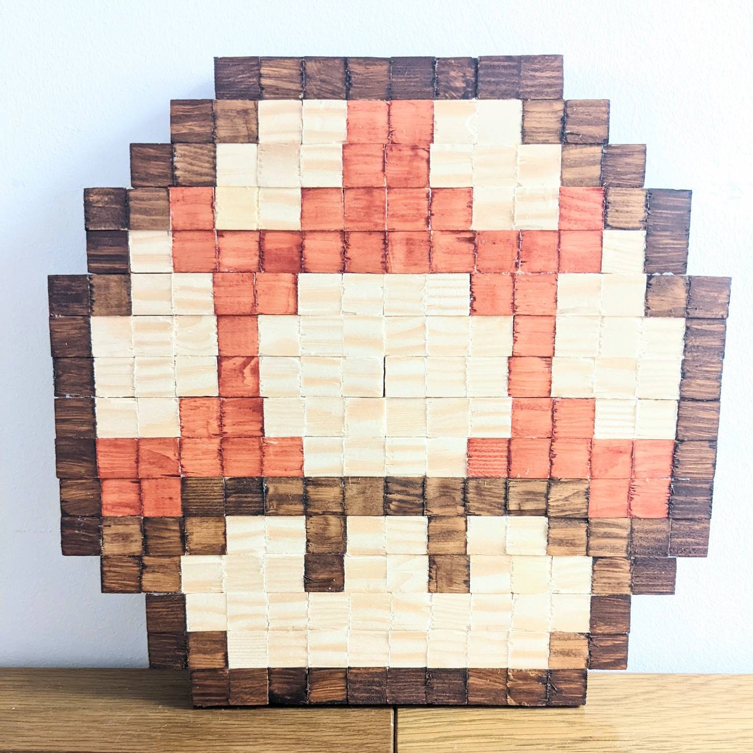 Wooden Pixel Mushroom - Super Mario - Etsy