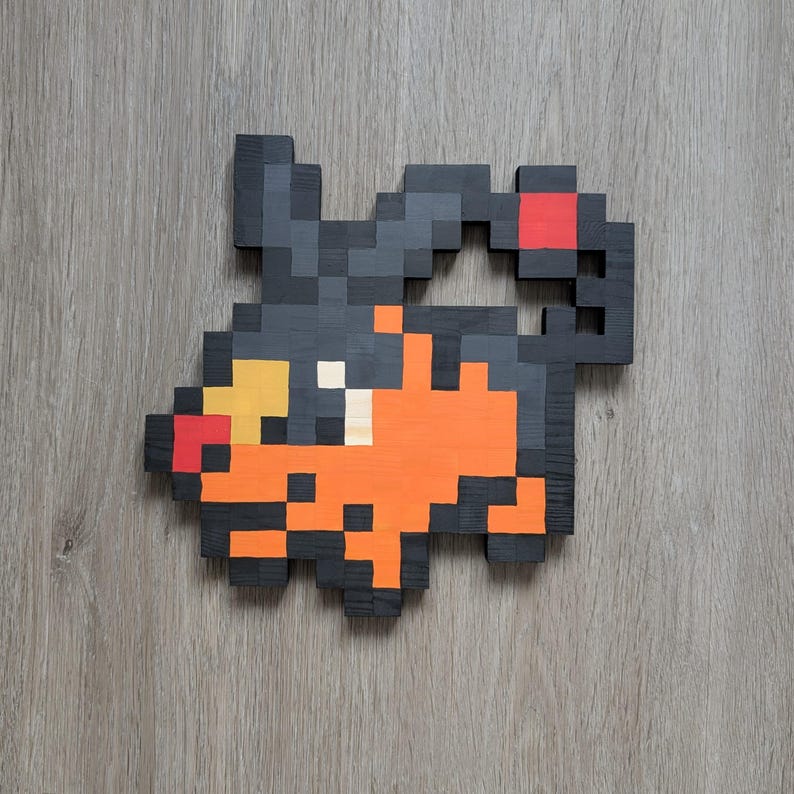Handmade Pixel Tepig Wood Art | Pokémon Inspired Decor - Etsy