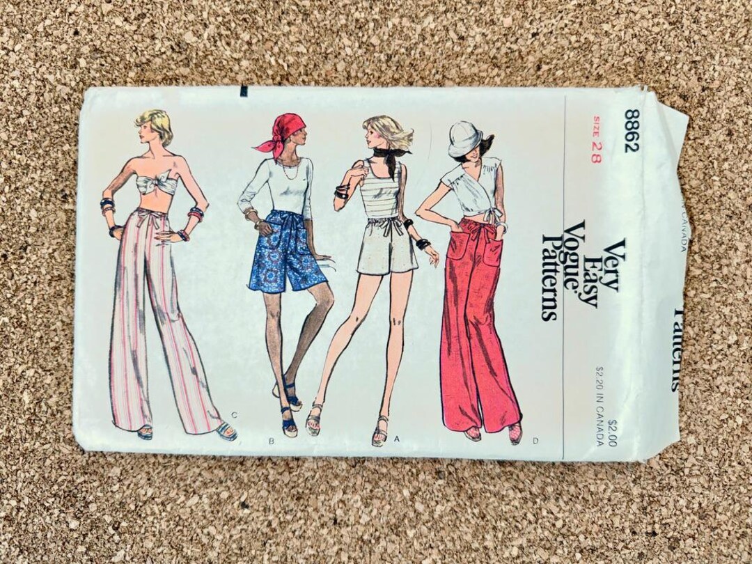 Vogue 8862 Very Easy Misses Pants or Shorts Pattern 1970s Size 28 - Etsy