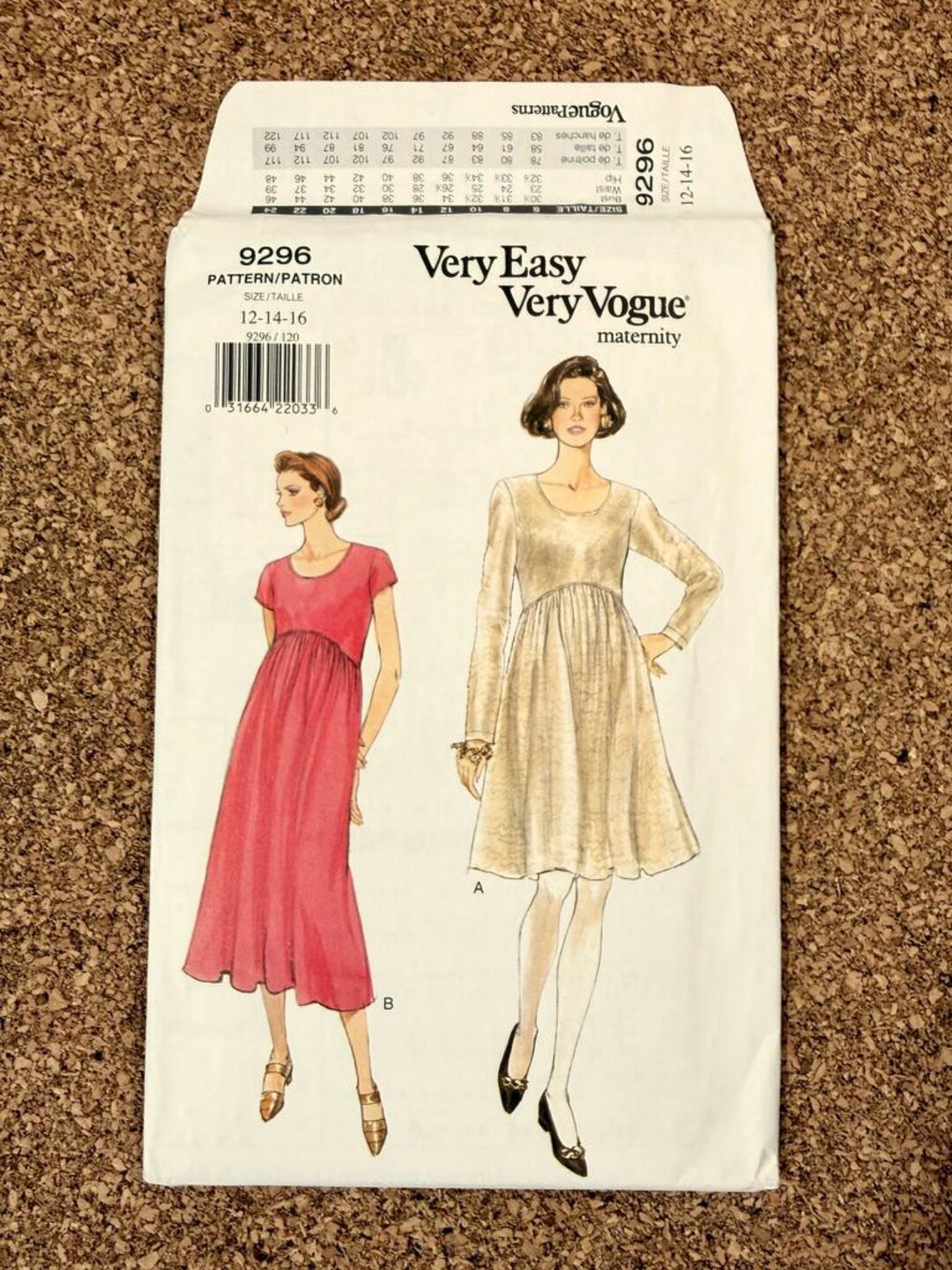 Vogue 9296 Misses Maternity Dress Pattern 1990s Size 12–16 - Etsy