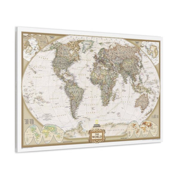National Geographic World Map Wall Art - Etsy