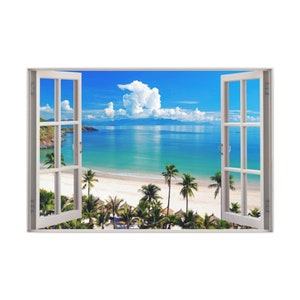 Window Beach View Canvas Wall Art Design | Canvas Print Decor for Home ...