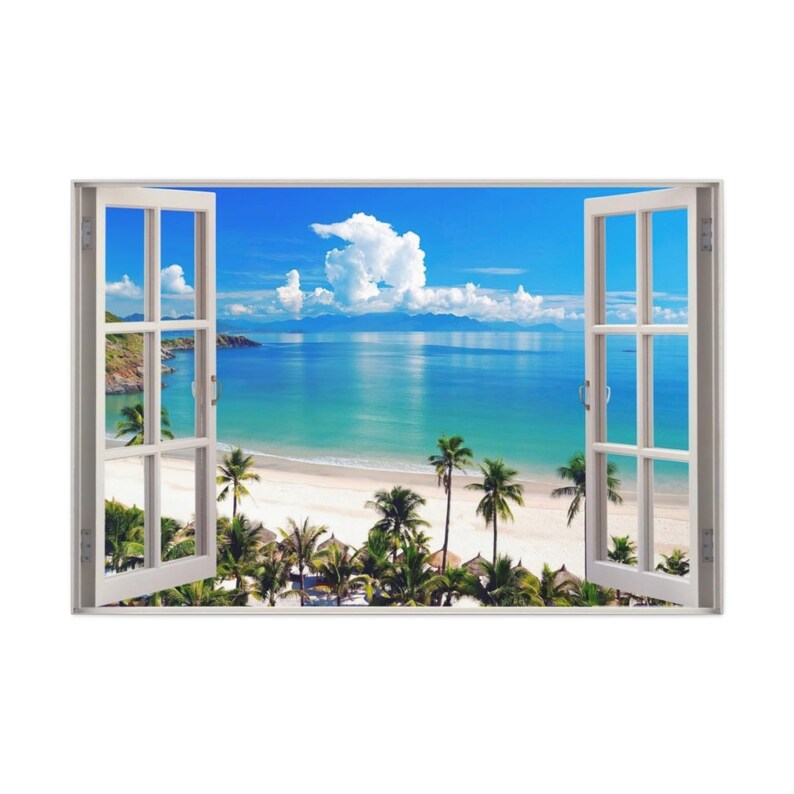 Window Beach View Canvas Wall Art Design | Canvas Print Decor for Home ...