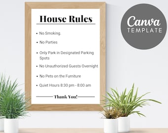 Editable Airbnb House Rules Sign, House Rules Template Checklist, VRBO ...