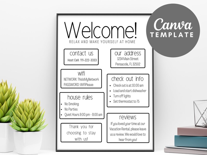 Modern Airbnb Welcome Sign Vacation Rental Printable Welcome Sign ...