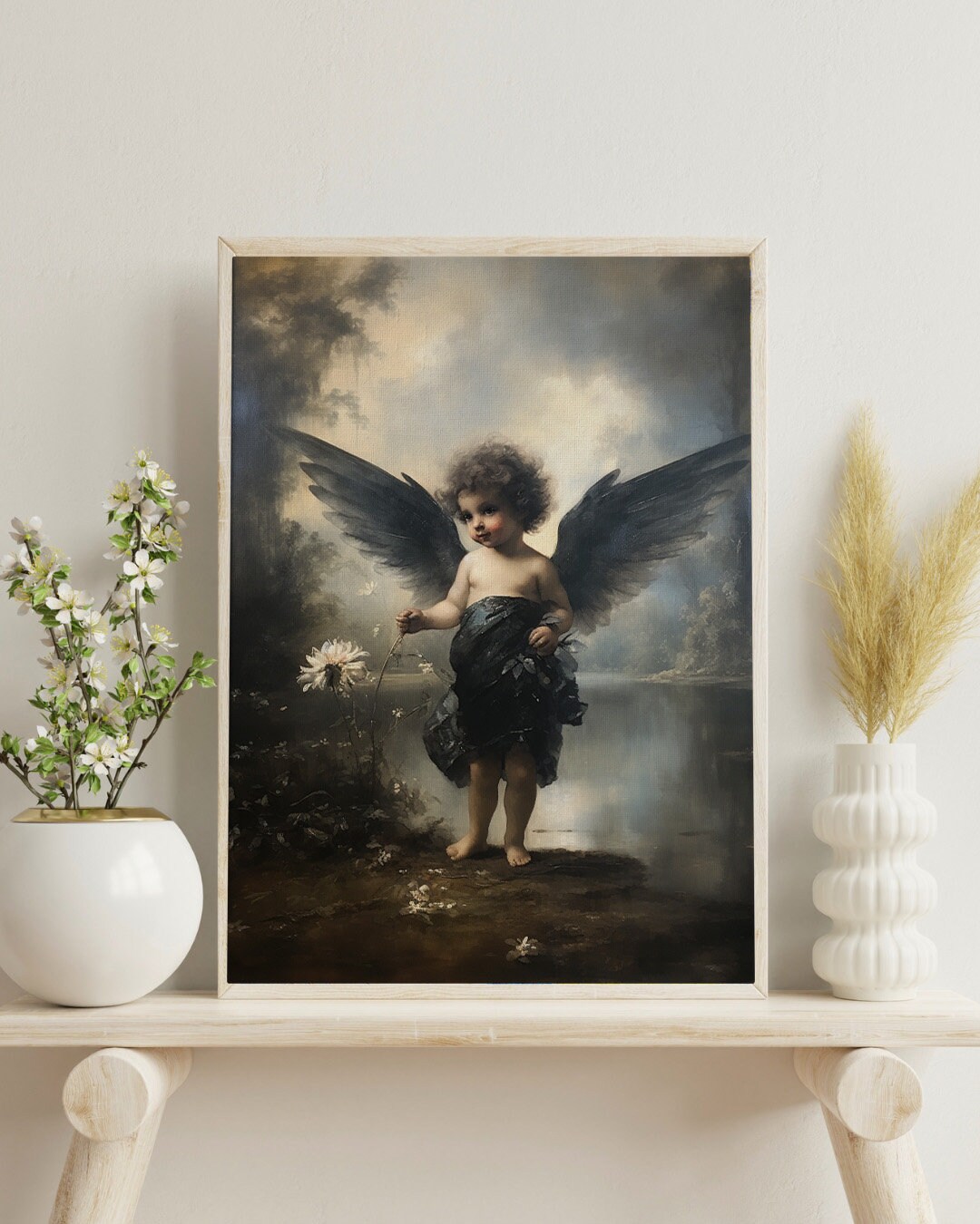 Vintage Cherub Art, Antique Angel Painting, Renaissance Style Art ...