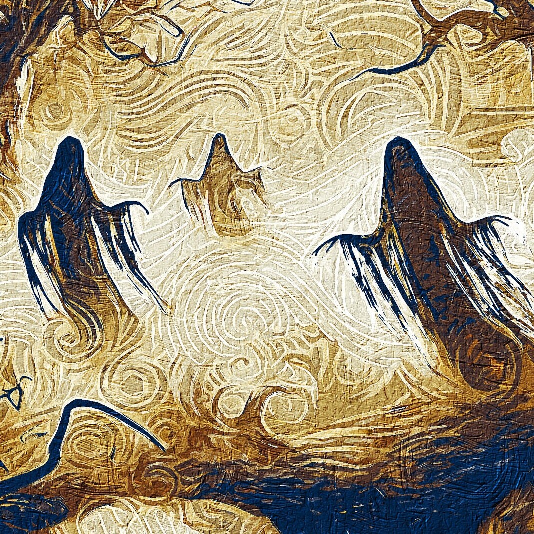 Digital Ghostly Figure Print, Printable Eerie Tree Landscape Art ...