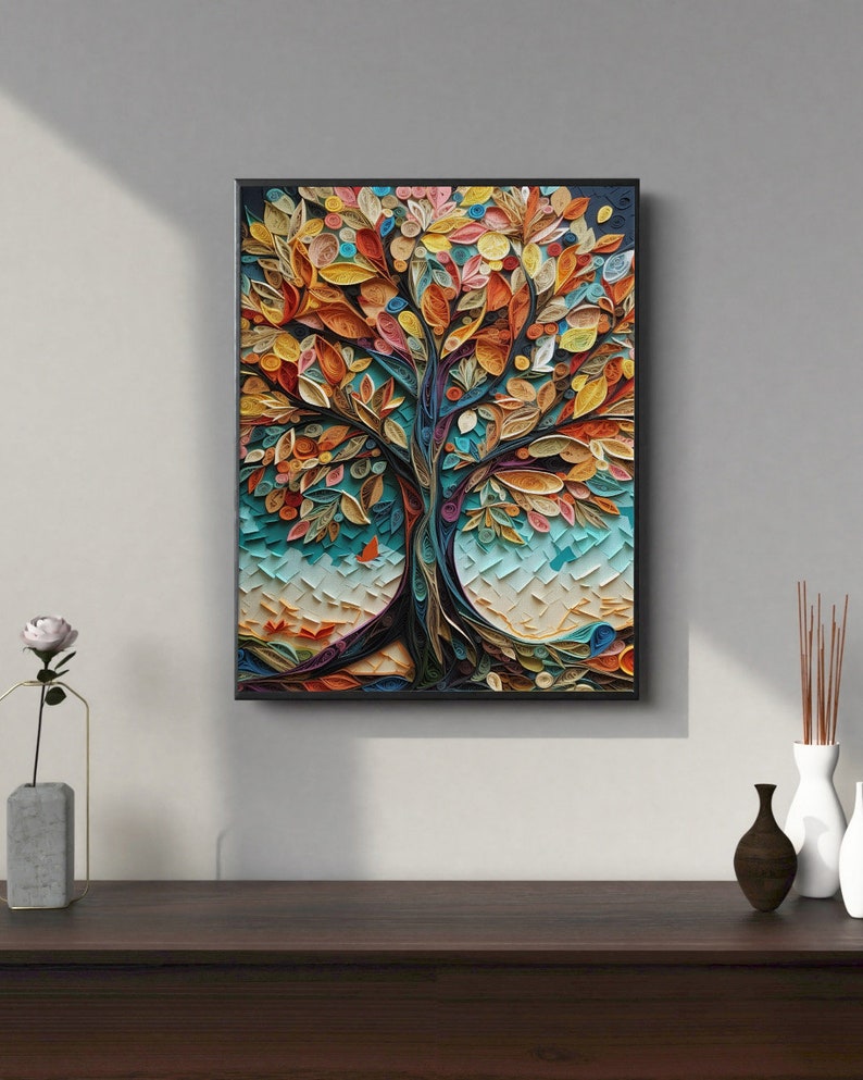 Paper Quilling Tree Art, Tree of Life Wall Art, Colorful Abstract Tree ...