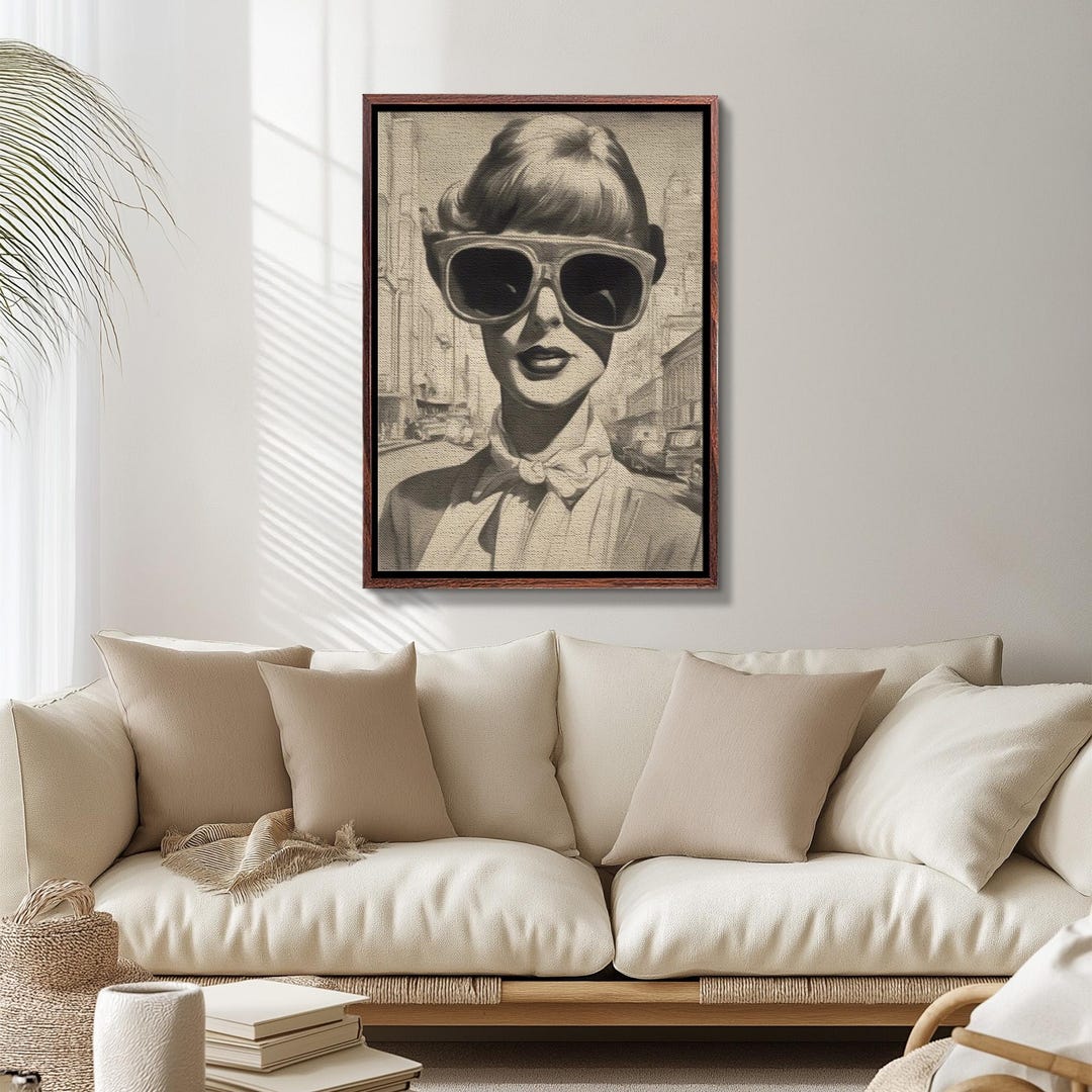 Cool Woman With A Pencil Drawing Appearance Painting, Portrait Canvas ...
