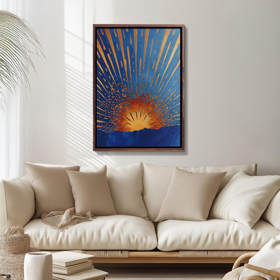 Abstract Sun Canvas Painting, İllustration Canvas Print, Large Wall Art ...