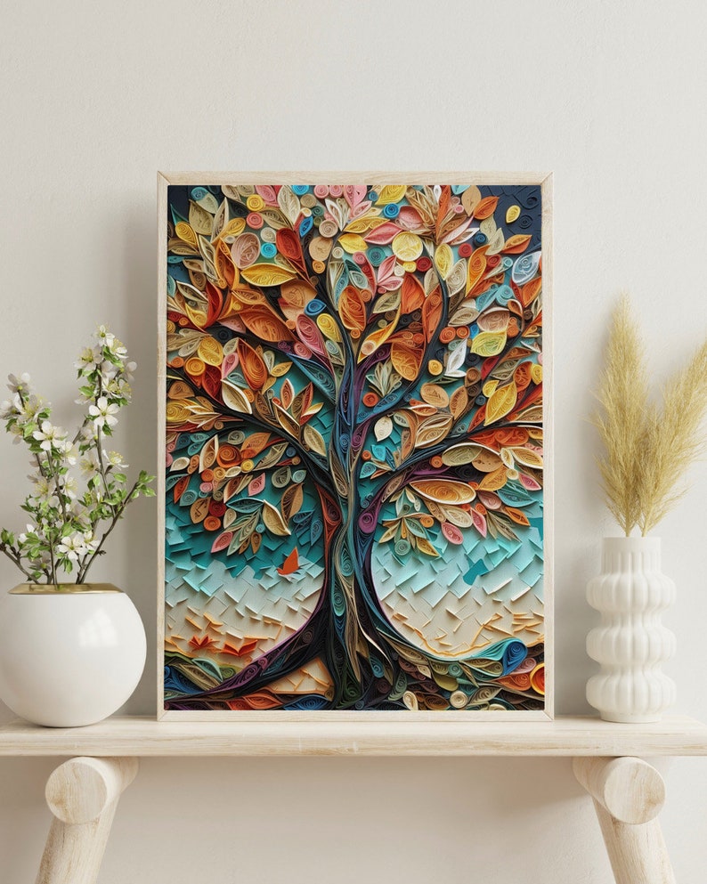 Paper Quilling Tree Art, Tree of Life Wall Art, Colorful Abstract Tree ...