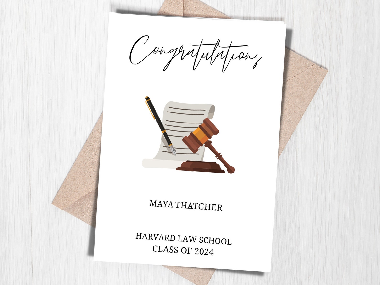 Law School Graduation Card, Customizable Graduation Card for Lawyer ...