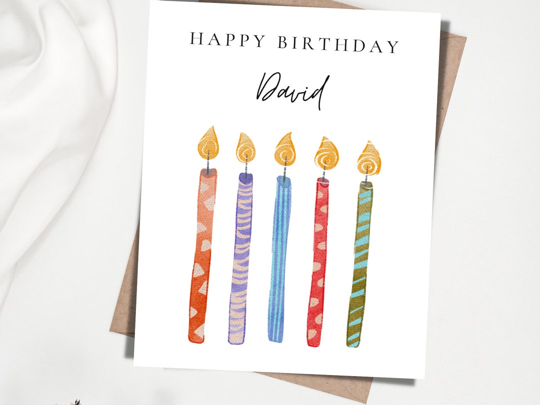 Personalized Birthday Candle Card, Birthday Notecard, Customizable ...