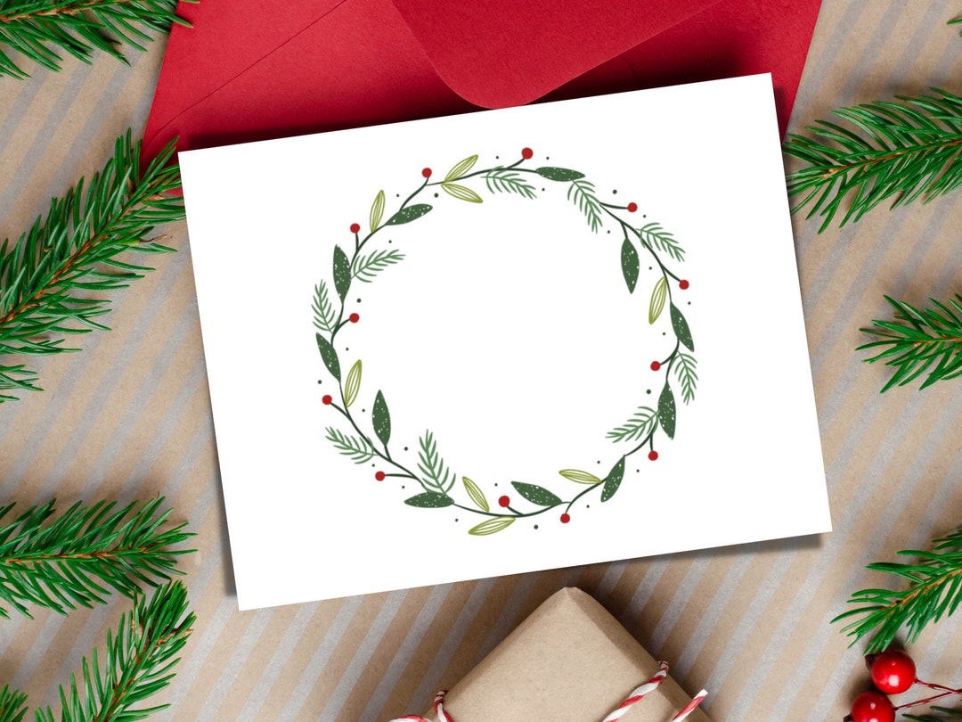 Holiday Greeting Card Set, Holiday Notecard Set, Wreath Greeting Card ...