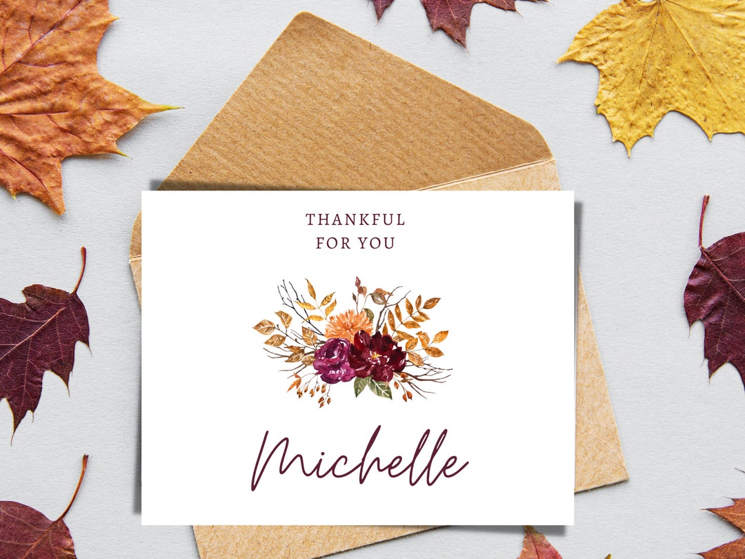 Custom Thankful for You Card, Personalized Thanksgiving Card ...