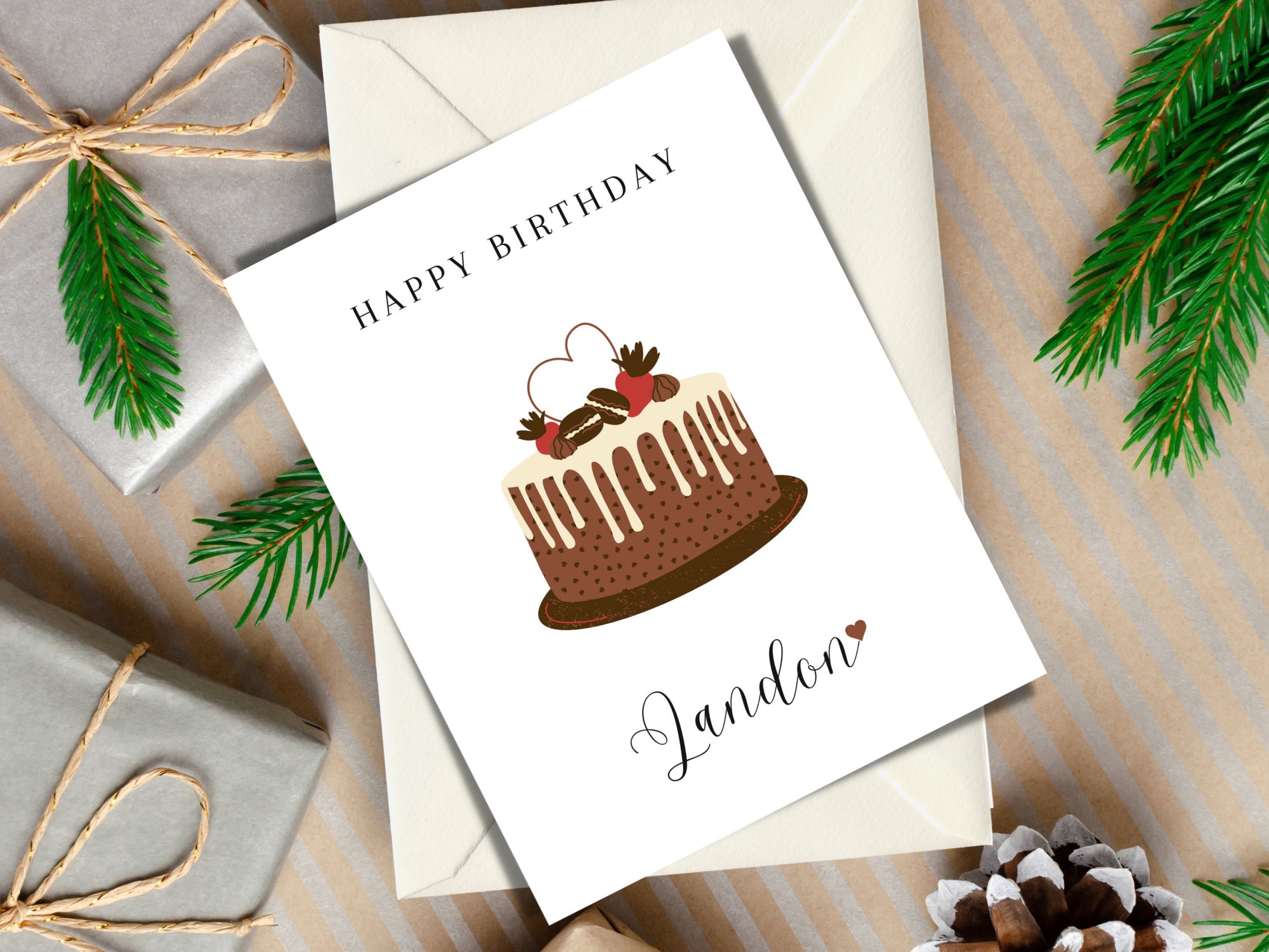 Personalized Birthday Cake Card, Birthday Notecard, Customizable ...