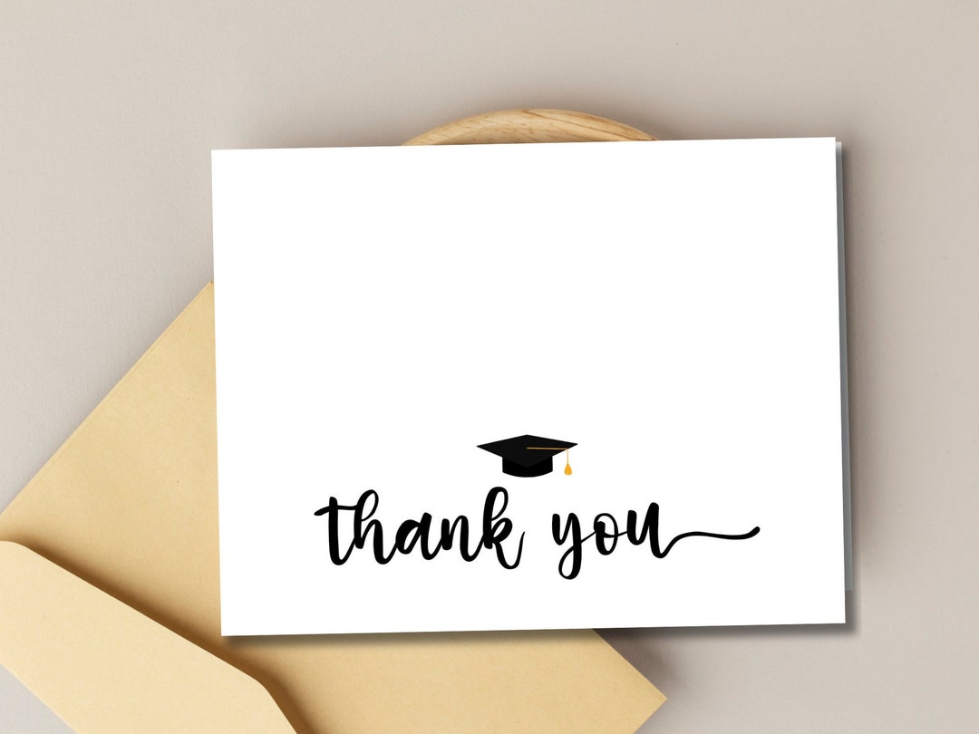 Graduation Thank You Card, Thank You From Grad Card Set, Graduation ...