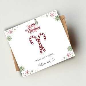 Personalized Christmas Card, Custom Christmas Notecard, Candy Cane ...