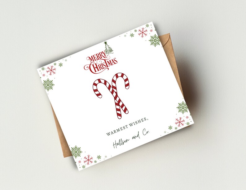 Personalized Christmas Card, Custom Christmas Notecard, Candy Cane ...
