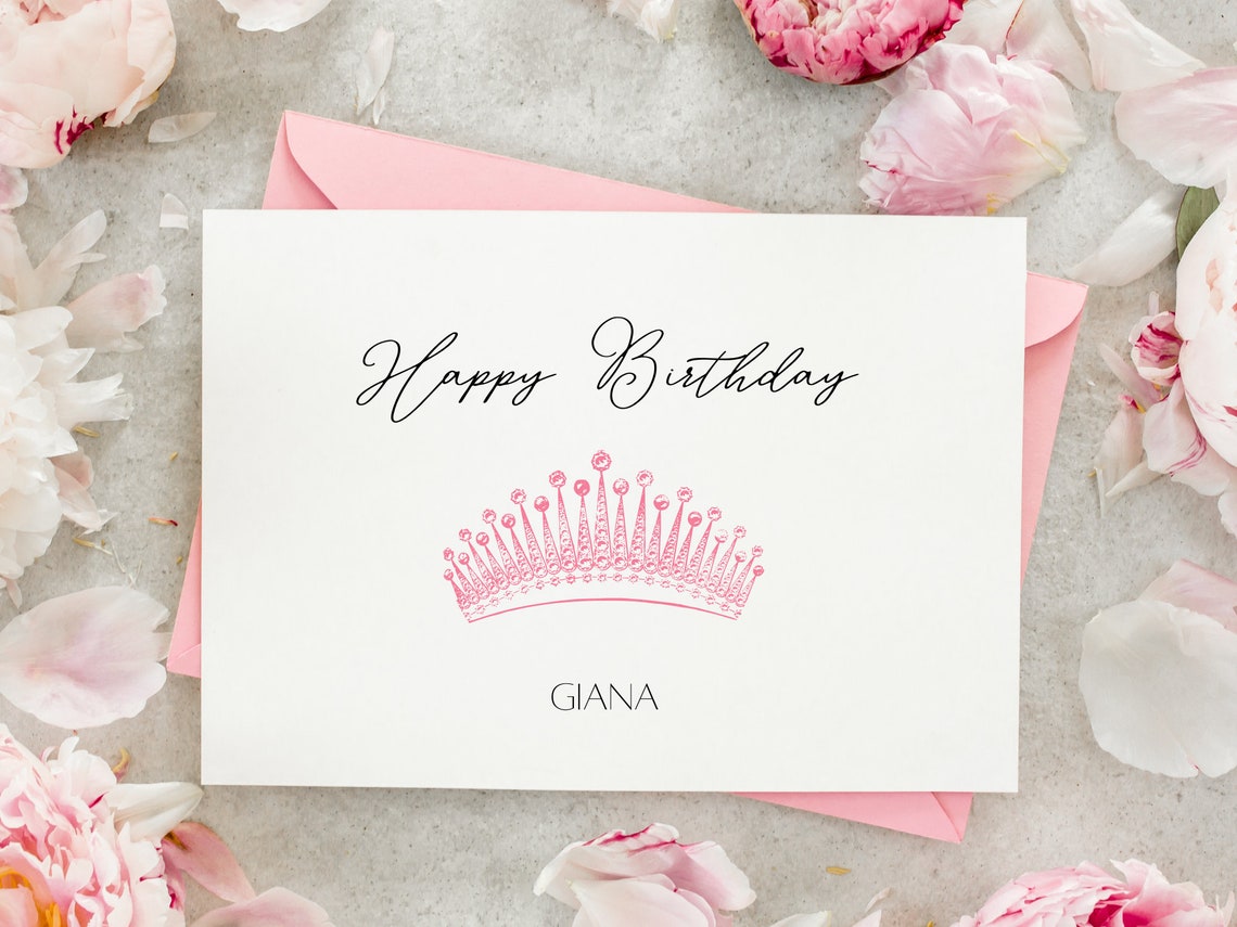 Personalized Birthday Card, Crown Birthday Card, Customizable Birthday ...