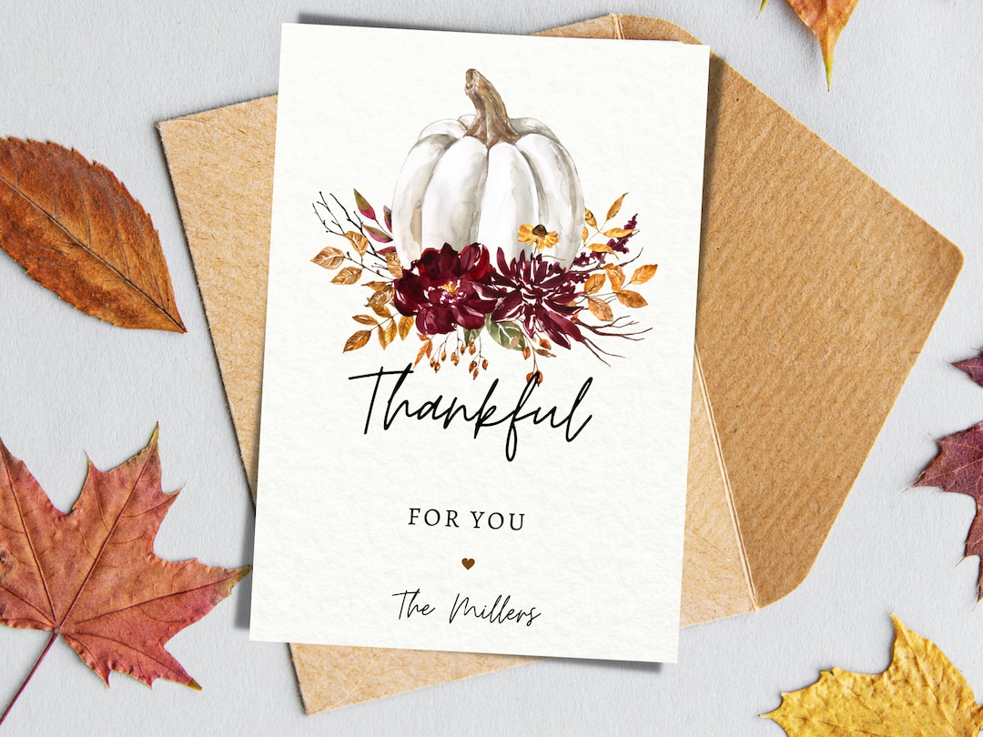 Personalized Thanksgiving Notecard, Custom Thanksgiving Notecard ...